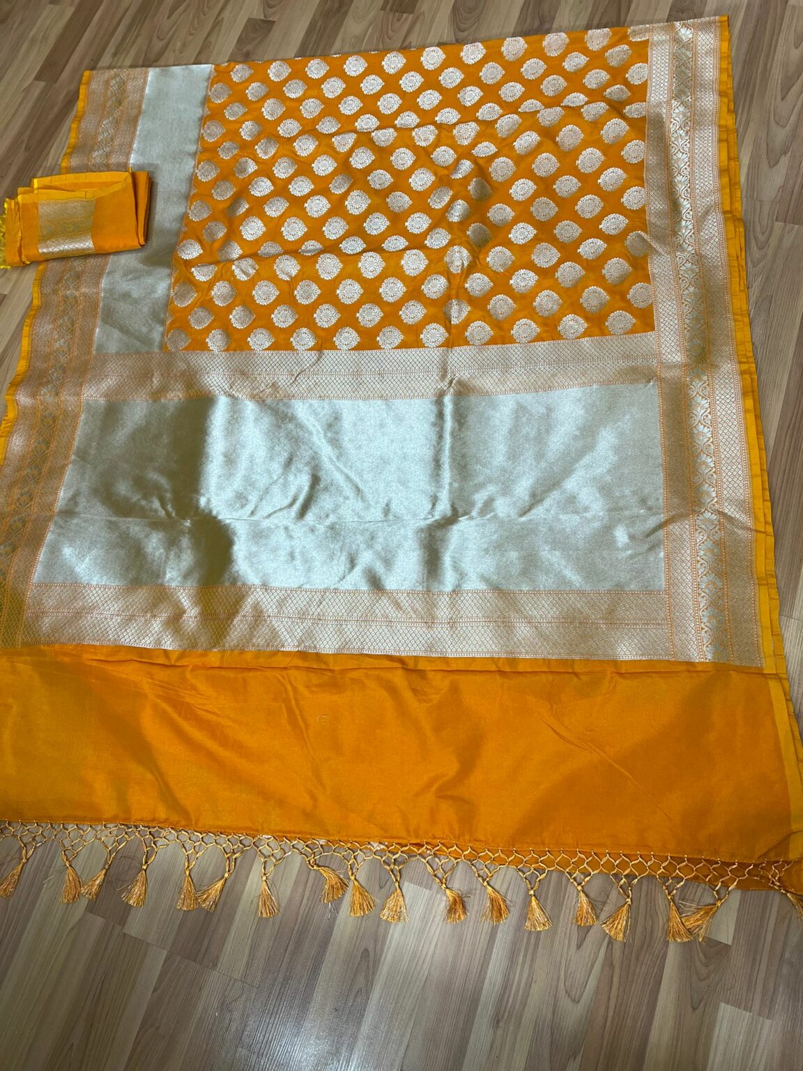 Elegant Orange and Gold Silk Saree – Thotha (Indian Boutique)